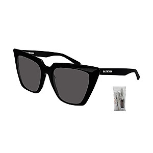 Balenciaga BB0046S 001 55MM Black/Grey Cat Eye Sunglasses for Women + BUNDLE with Designer iWear Eyewear Kit