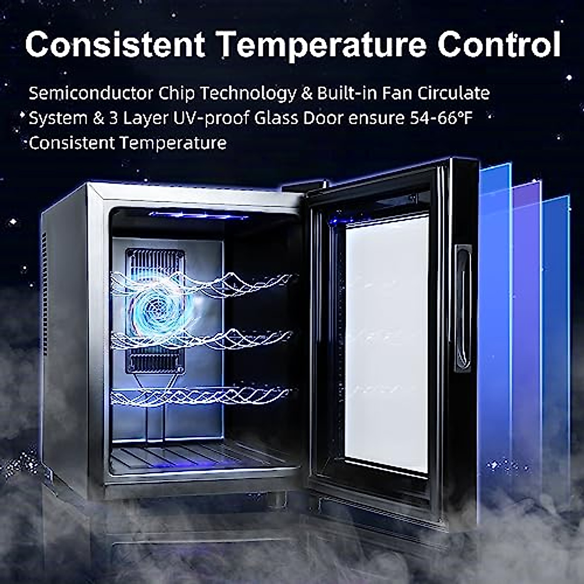 GEVEELIFE 12 Bottle Wine Fridge Small, Quiet Wine Cooler Refrigerator Freestanding with Digital Temperature Control Mini Wine Fridge Under Counter, Wine Cellar for Red, White, Champagne