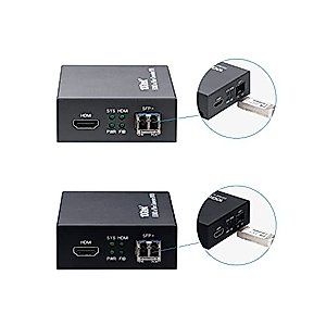 a Pair of HDMI to Optical Fiber Extender Converter with SFP+ Slot, 10km SFP+ LR Transceivers Included, Support HDMI 1.4a, 4Kx2K