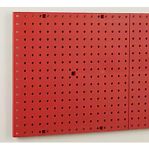Overbuilt red pegboard panel