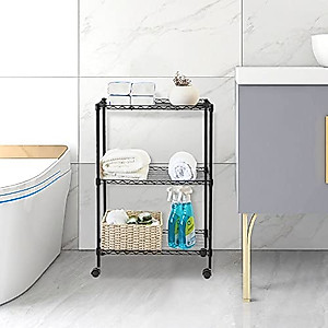 FRITHJILL 3 -Tier Rolling Utility Cart, Shelving Unit Organizer, Metal Display Stand