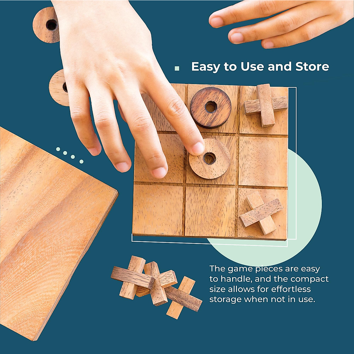 BSIRI Wooden Tic Tac Toe Game - Brain Teaser Puzzles for Adults and Unique Gifts for Kids, Coffee Table Decor Living Room Decor Modern Wood Decor, Classic Board Games for Family (5.5 Inch)