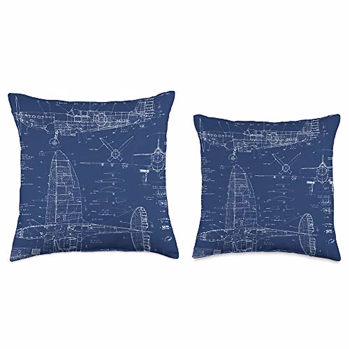 Designed for Flight Spitfire IX WWII Blueprint Series Fighter Airplane Throw Pillow, 18x18, Multicolor