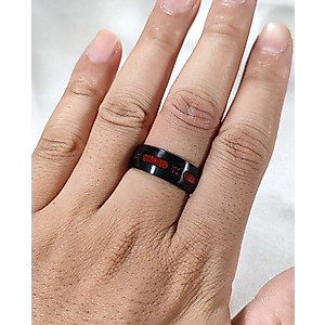 ringheart 2 Rings His and Her Ring Couple Rings Matching Ring 1.5ct Red CZ Womens Wedding Ring Sets Titanium steel Mens Wedding Bands