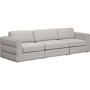 Meridian Furniture Beckham Collection Modern | Contemporary Linen Textured Polyester Modular Sofa, 114" Wide, Beige