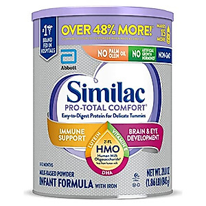 Similac Pro-Total Comfort Infant Formula with Iron, Gentle, Easy-to-Digest Formula, with 2'-FL HMO for Immune Support, Non-GMO, Baby Formula Powder, 29.8-oz Can, Pack of 6