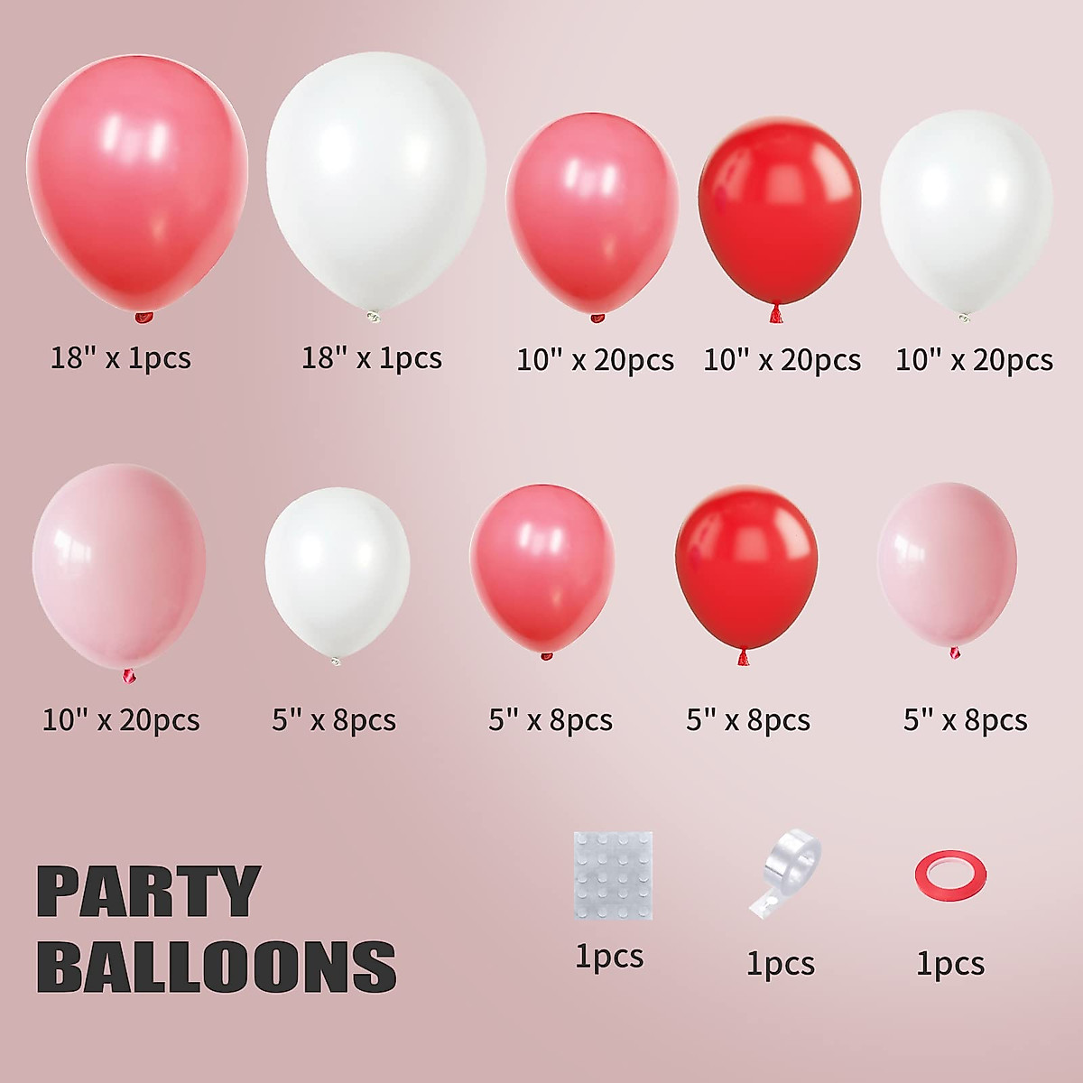 Red Pink Balloon Arch, Red Pink Balloon Garland Kit with White Pink Macaron Red and Red Balloons, Red Pink Balloon Garland for Baby Shower Engagement Bridal Shower Wedding Anniversary Party