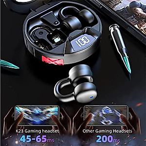 Bones-Conduction Wireless Headphone - TWS-Headphones with LED Digital Display Breathing Light Touch-Control - Hi-Fi Earphones Earbuds Headset for Game/Sport
