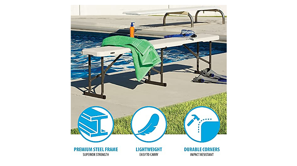 Lifetime Portable Folding Bench - Durable Indoor & Outdoor Seating