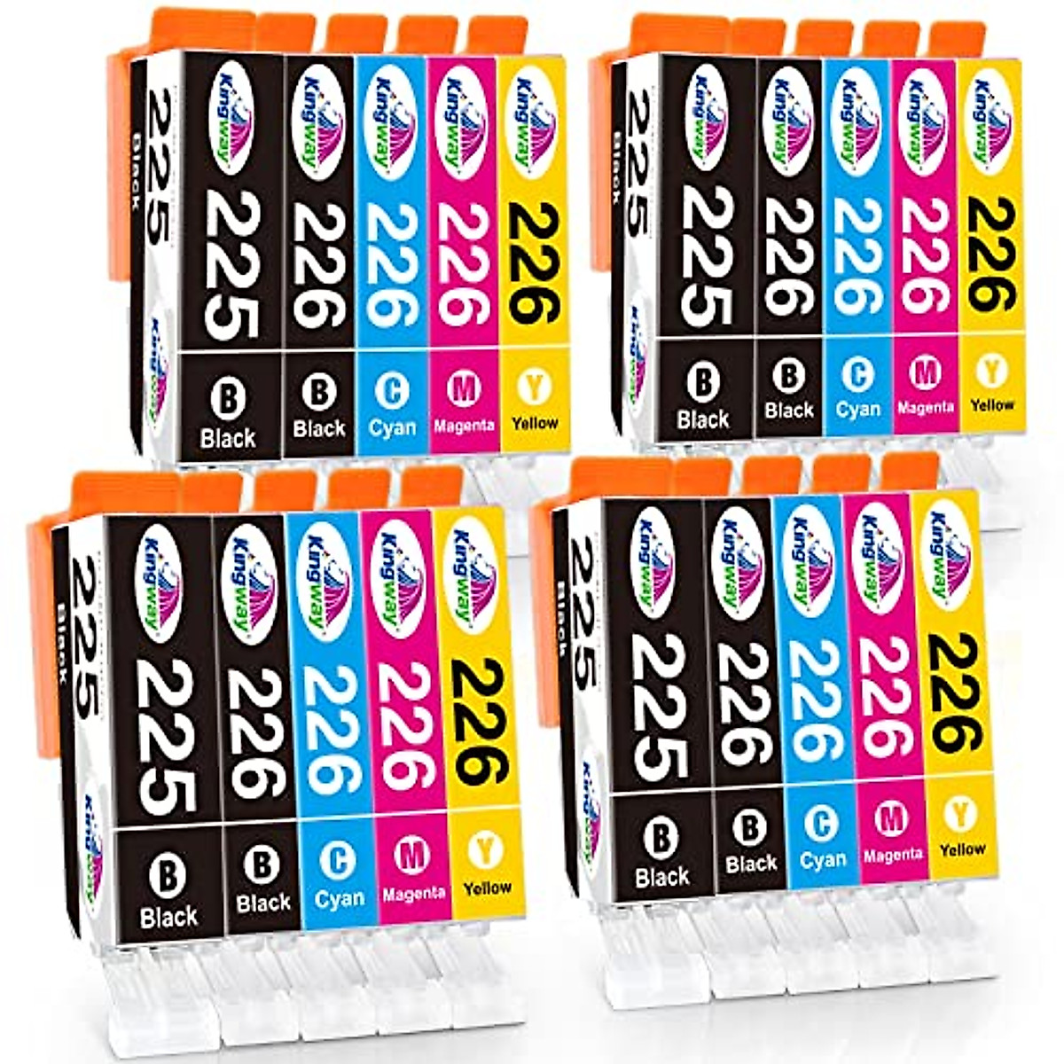 KINGWAY Compatible Ink Cartridge Replacement for Canon PGI-225 CLI-226 to Work with MG6220 MG6120 MG5320 MX882 MX892 Printer, 20 Pack(4 x Large Black/Small Black/Cyan/Magenta/Yellow)