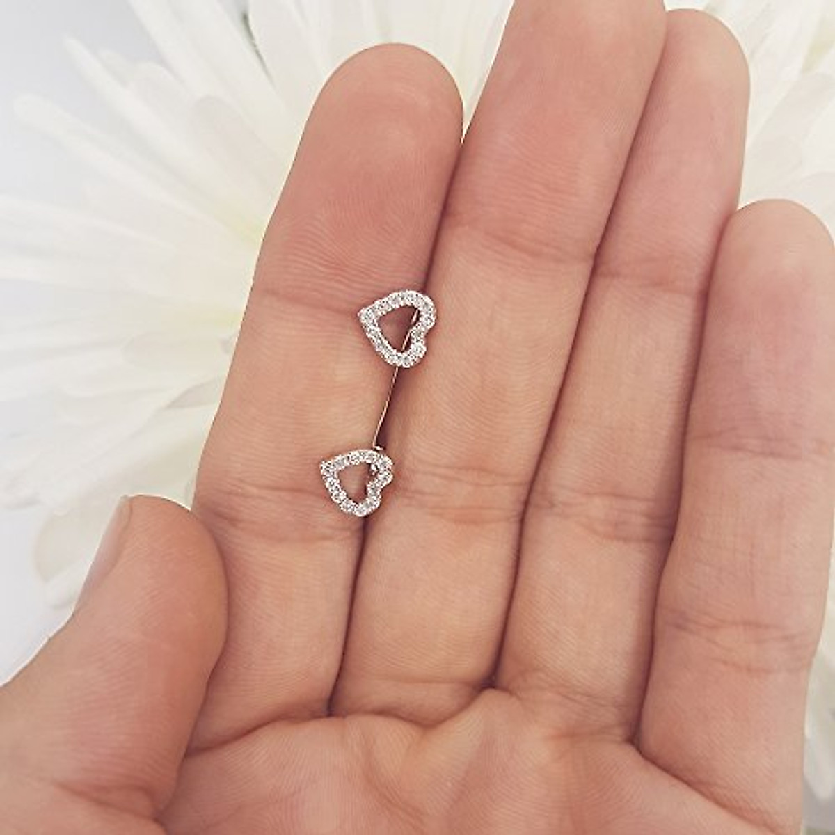 Dazzlingrock Collection 0.25 Carat (ctw) 10K White Diamond Ladies Heart Shape Fashion Stud Earrings 1/4 CT, White Gold