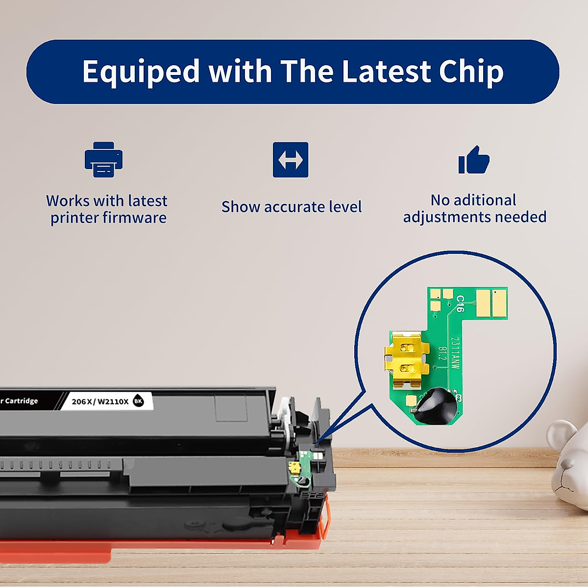SANUNE 206X with Chip Replacement for HP 206 X 206A Toner Cartridge HP Set 4 Pack W2110X W2111X W2112X W2113X Compatible with HP Color Laser Jet Pro M255 M255dw MFP M283 M283cdw M283fdn M282nw Printer