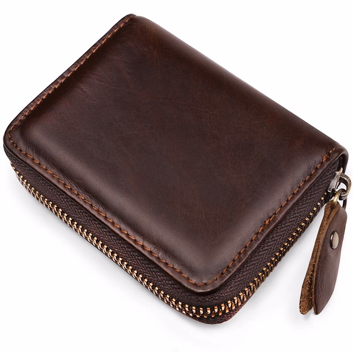 GADIEMKENSD Credit Card Holder RFID Blocking Leather Wallet Cute for Women and Man Coin Purse Protector Small Cards Case With Ladies Zipper Security Wallets Coffee