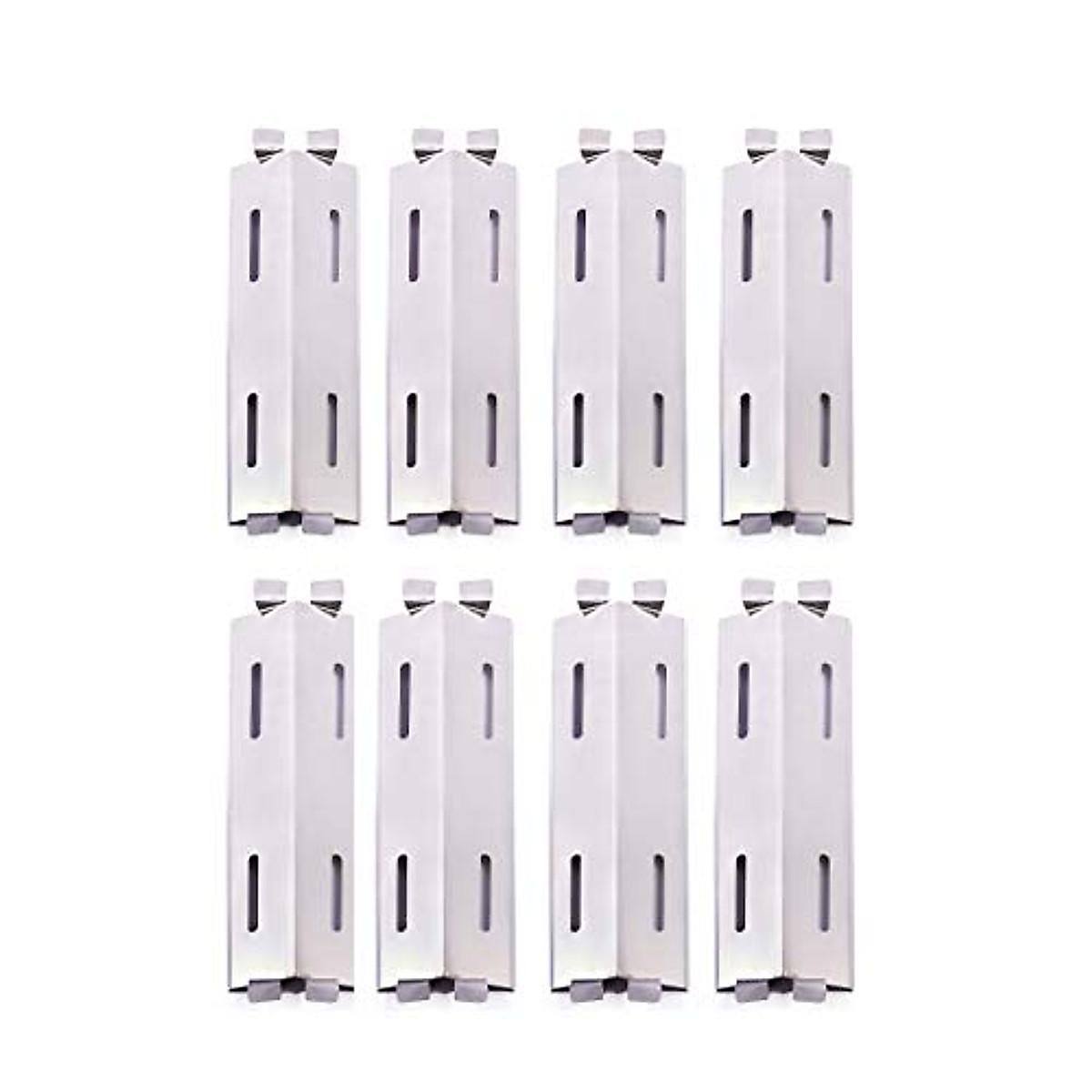 Replace parts 8 Pack Stainless Steel Heat Plates and Stainless Steel Grill Burners Replacement for Bakers and Chefs GR2039201-BC-00, GD430, ST1017-012939, Grill Chef, Members Mark Gas Grill Models