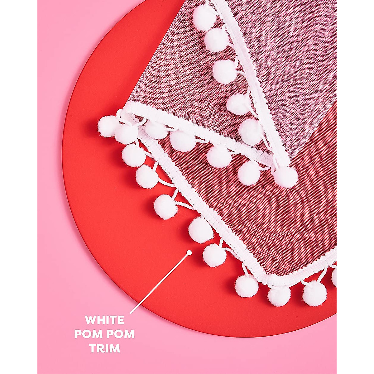 xo, Fetti Bachelorette Party Decorations Veil - White Flower Pom Pom Veil | Bridal Shower | Bride to Be Gift + Engagement Decorations