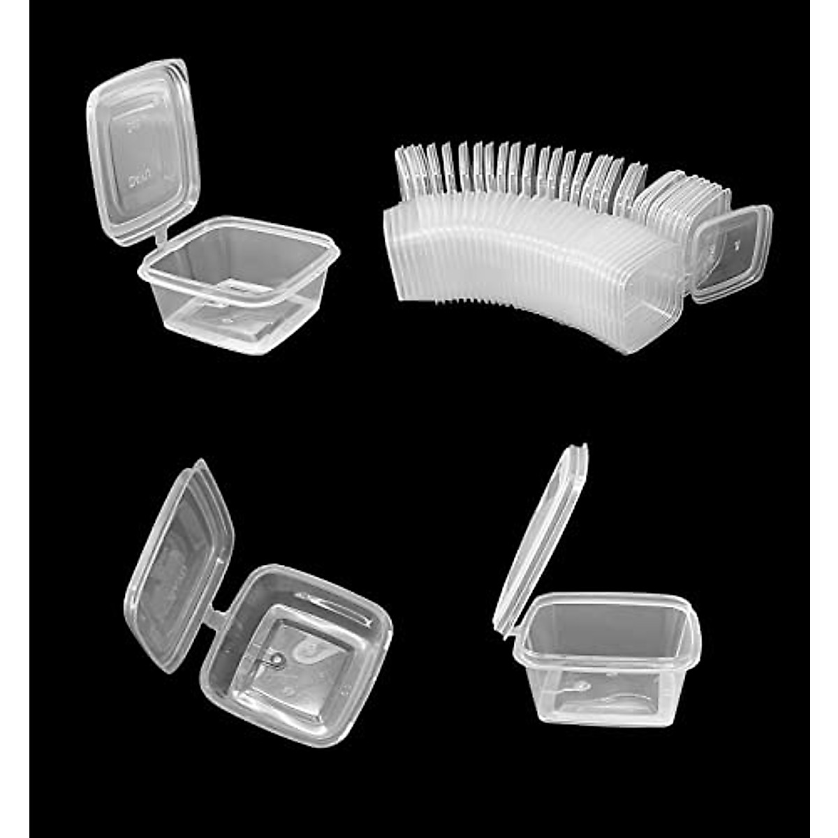 OULIGET Plastic Souffle Cups,Disposable Clear Leak Proof Sauce Cup With Hinged Lid,Used for Various Sauces,Food Samples,Storage Crafts,2 OZ,Square 50 Pieces