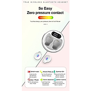 Loluka Invisible Earbuds LED Power Display Wireless Waterproof Touch Control Tiny Earbuds for Small Ears Bluetooth 5.0 Smallest for Music