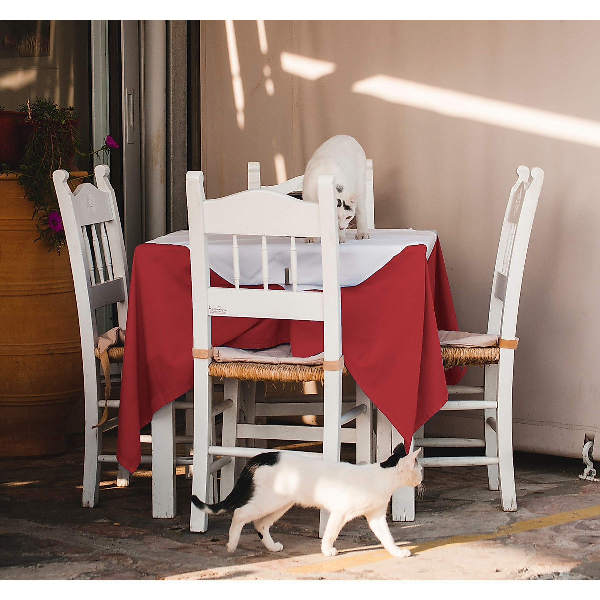 YLZYAA Tablecloth - 54 x 54 Inch -Red-Square Polyester Table Cloth, Wrinkle,Stain Resistant - Great for Buffet Table, Parties, Holiday Dinner & More