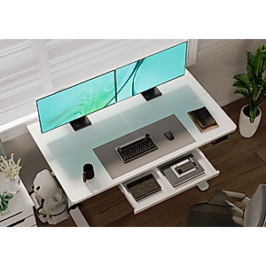 Claiks Standing Desk with Drawers, Stand Up Electric Standing Desk Adjustable Height, Sit Stand Desk Computer Workstation, 48 Inch, White