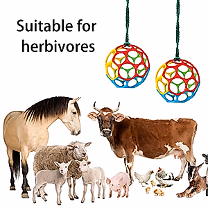 Besimple 2 Pack Horse Treat Ball Hay Feeder Toy, Goat Feeder Ball Hanging Feeding Toy for Horse Goat Sheep Relieve Stress (Colorful)