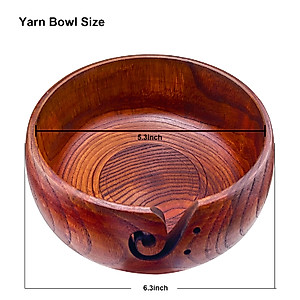 Wooden Yarn Bowl with Holes,Rosewood Handmade Knitting Yarn Bowl Storage,Perfect Yarn Bowl for Crocheting and Knitting Mother's Day and Christmas Gift,6.3''×3''