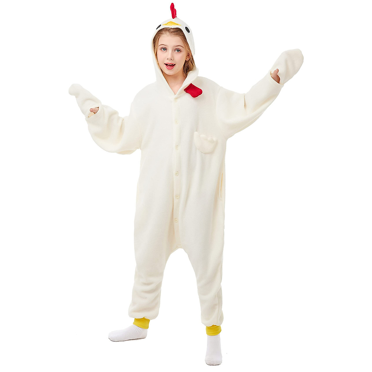 CANASOUR Unisex Halloween Kids Chicken Onesie For 5T Girls Costume Party Cosplay Pyjamas (Height 43-47”, 5T, Chicken)