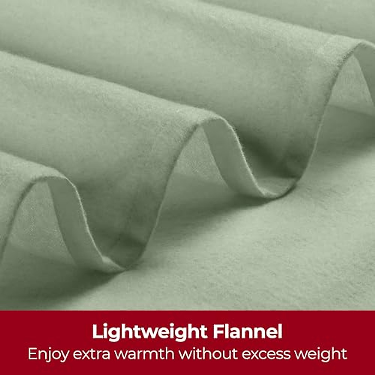 Mellanni Cotton Flannel Bed Sheets Full Size - Brushed for Extra Softness & Comfort - Sage Green Sheets Full Size - Eco Packaging - Fitted Sheet, Flat Sheet & 2 Pillowcases (Full, Sage)