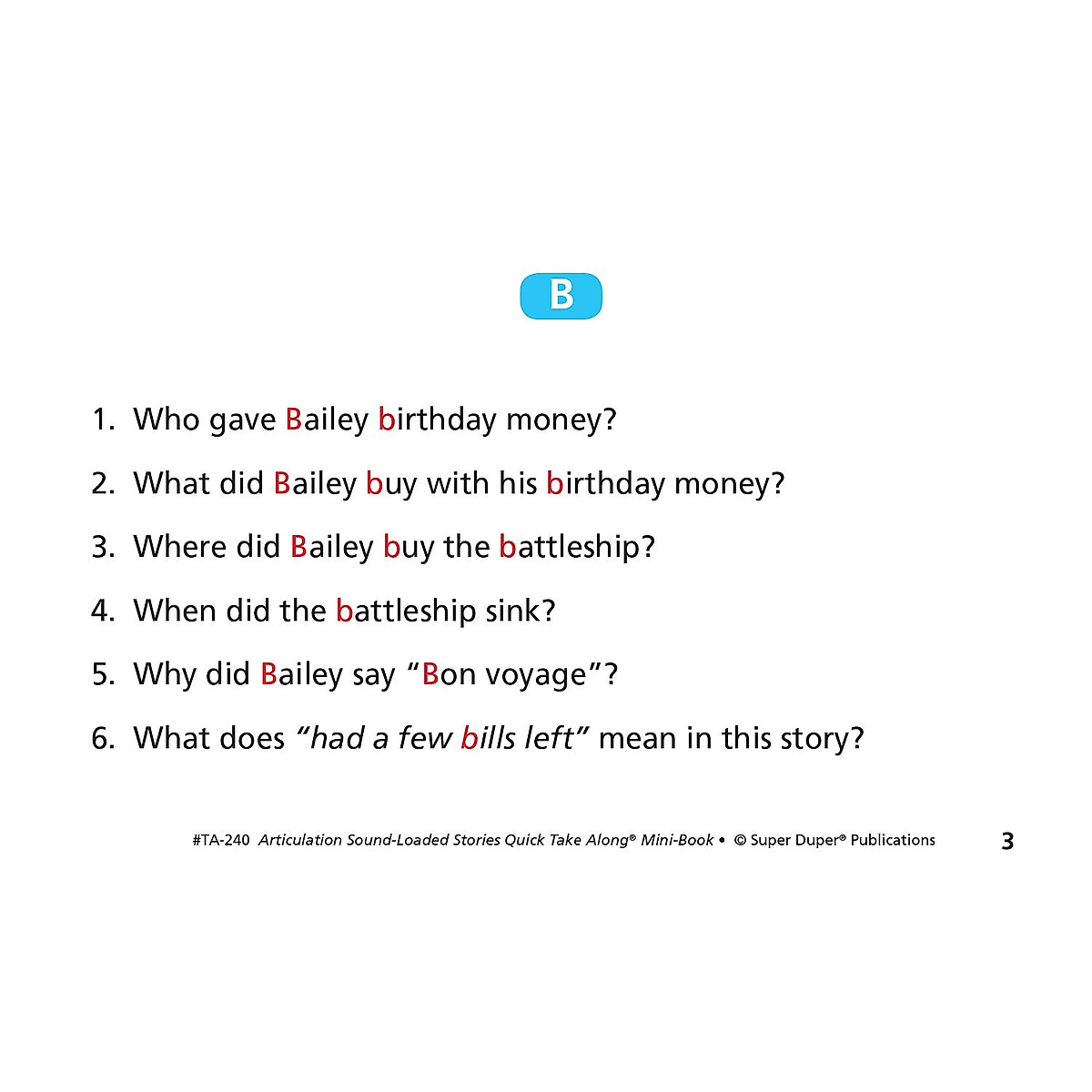 Super Duper Publications | Articulation Sound-Loaded Stories Quick Take Along® Mini-Book | Educational Resource for Children