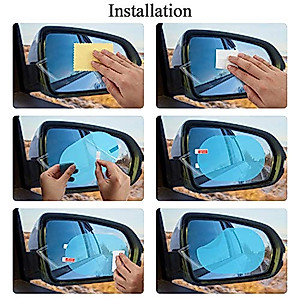 8 Pieces Car Rearview Mirror Film, Anti Fog Glare Rainproof Waterproof Mirror Film HD Clear Nano Coating Car Film, Protective Film Sticker for Car Rear View Mirrors and Side Windows