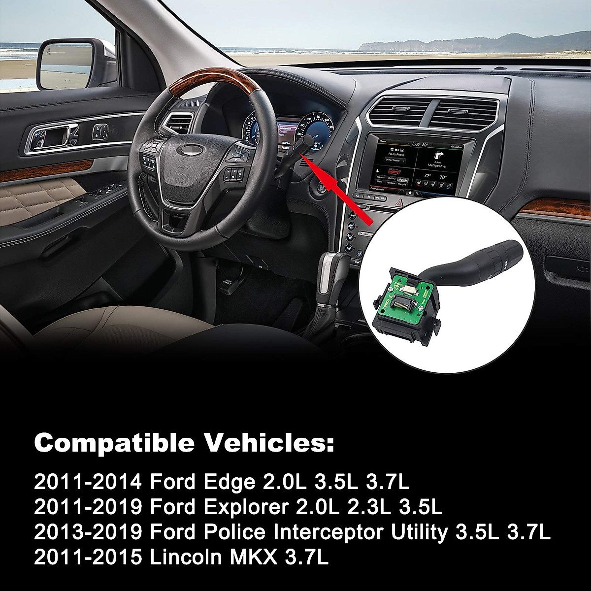 Bicos SW7688 Windshield Wiper Switch Compatible with Edge 2011-2014 Explorer 2011-2019 Police Interceptor Utility 2013-2019 Lincoln MKX 2011-2015 Replacement# DB5Z-17A553-AB DB5Z17A553AB