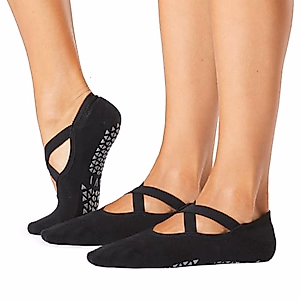 TAVI Chloe Fashion Criss-Cross Grip Socks - Pilates Socks for Barre and Yoga