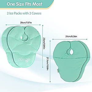 NEWGO Breast Ice Pack for Breast Surgery, 2 Pack Nipple Ice Packs Breastfeeding Ice Packs Reusable for Nursing Mother, Hot Cold Therapy Breast Gel Pack with Washable Cover(Green)