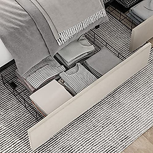 HOSTACK King Size Bed Frame with 4 Storage Drawers, Modern Upholstered Platform Bed with Adjustable Headboard,Button Tufted Bed Frame with Wood Slat Support,No Box Spring Needed(Beige, King)
