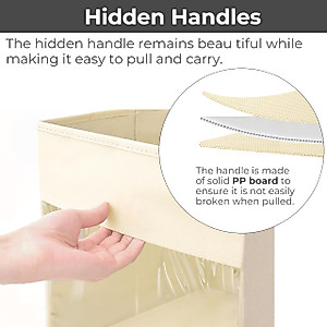 GRANNY SAYS Cube Storage Bins, 13 Inch Cube Storage Bins, Clear Cube Storage Bins, Cubby Storage Organizer Bins with Window, Fabric Cube Storage Bins, 4 Pack Storage Cubes Organizer, Beige