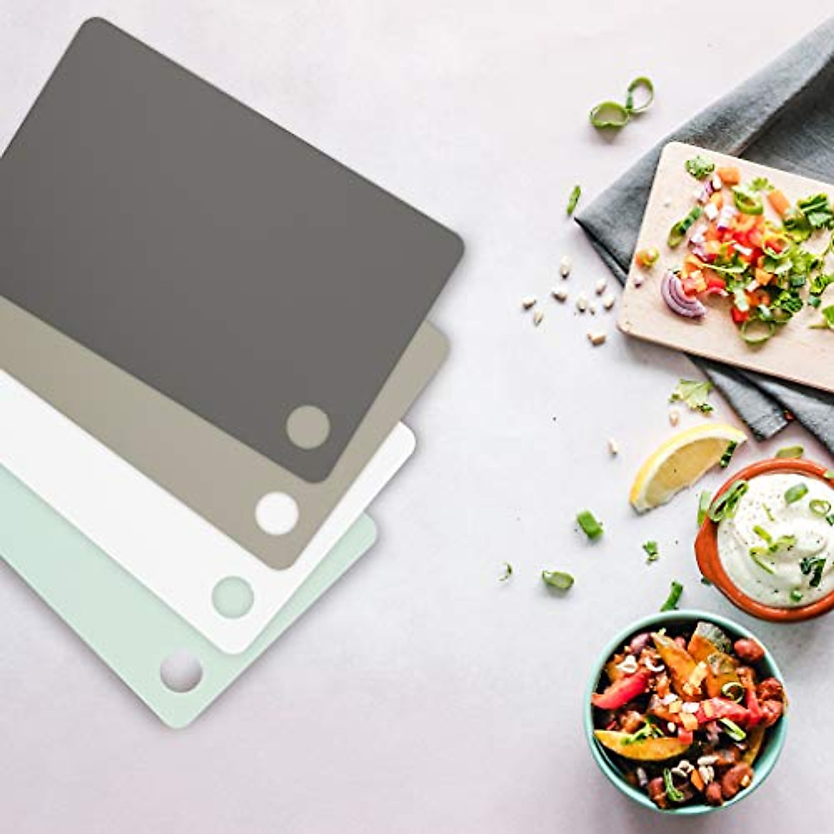 Tovolo Small Set of 4 Assorted Colors, Food Meal Prep Flexible Kitchen, BPA-Free Plastic Board, Dishwasher-Safe Cutting Mats