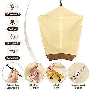 HEPOVER Hanging Hammock Chair Cover 46 Inch Outdoor Patio Hammock Swing Chair Cover 420D Waterproof Swing Egg Chair Cover with Zipper