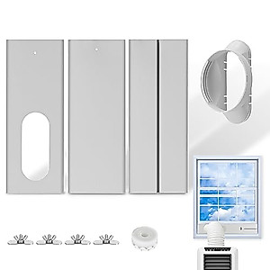BEWAVE Portable Air Conditioner Window Vent Kit, Adjustable Window Seal Kit with 5.9" Hose Adapter for AC Unit Universal for Sliding Horizontal or Vertical Window