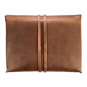 Saddle & Hide Co., Classic Organizer Bag with Strap, Multipurpose Pouch for Cosmetics, Wallets, Cellphones, Full Grain Leather, Handmade, Bourbon Brown