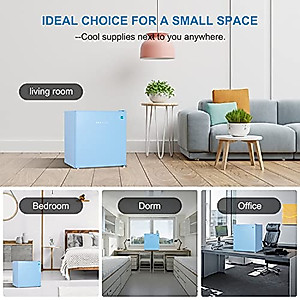 Frestec 1.6 Cu' Mini Refrigerator, Small Refrigerator, Mini Fridge with Freezer, Compact Refrigerator, Blue (FR 160 BLUE)