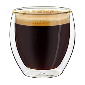 Creano Double Wall Espresso Glasses 3.5 OZ, Insulated Glass Cups - 6X 3.5oz (100ml)