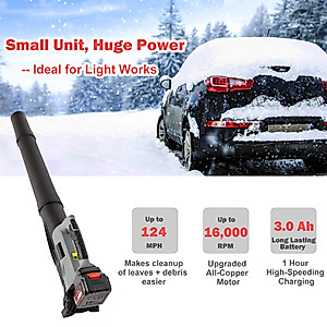 Cordless Leaf Blower 124 MPH Battery Operated Blower for Yard Cleaning Blowing Leaves Snow Debris Dust 20V Electric Leaf Blower with Battery and Charger