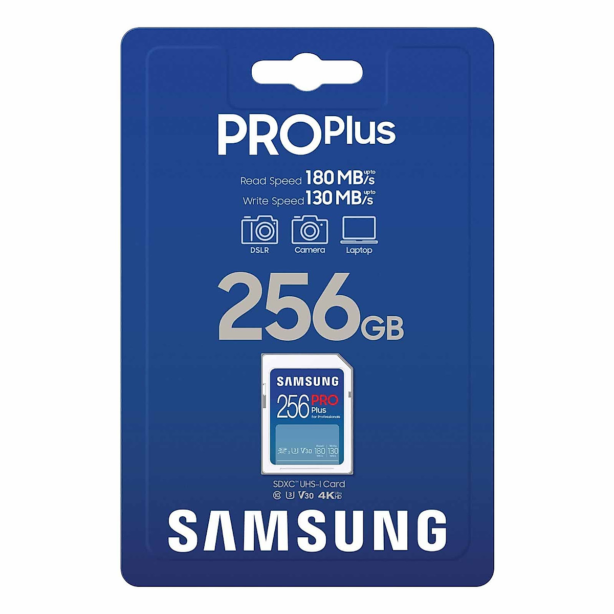 SAMSUNG PRO Plus Full Size 256GB SDXC Memory Card, Up to 180 MB/s, Full HD & 4K UHD, UHS-I, C10, U3, V30 for DSLR, Mirrorless Cameras, PCs, MB-SD256S/AM, 2023