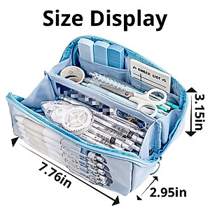 AuraGlor Big Capacity Pencil Case 8 Compartments Large Pencil Pouch Pen Bag Pencil Box Holder Organizer Simple Storage Aesthetic Stationery Cosmetic for Adults Men Women Office Essentials (White)