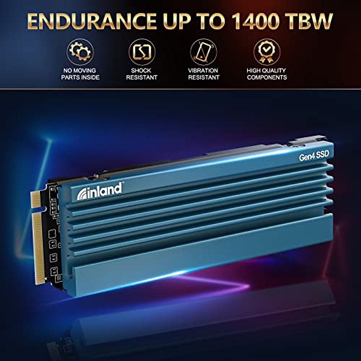 INLAND 2TB Gaming Performance Plus NVMe Internal Gaming SSD Solid State Drive with Heatsink Optimized for PS5 - Gen4 PCIe, M.2 2280, DRAM Cache, 176-Layer TLC 3D NAND Flash, Up to 7000MB/s