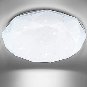 Jorunhe LED Ceiling Light, Upgraded Modern Close to Ceiling Lamp Fixture for Bedroom,Living Room,Kitchen,Dining Room (24W White)