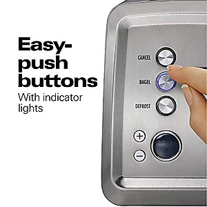 Hamilton Beach 2 Slice Toaster with Digital Read Out, Extra-Wide Slots, Bagel Setting, Toast Boost, Slide-Out Crumb Tray, Auto-Shutoff & Cancel Button, Defrost Function, Stainless Steel (22796)
