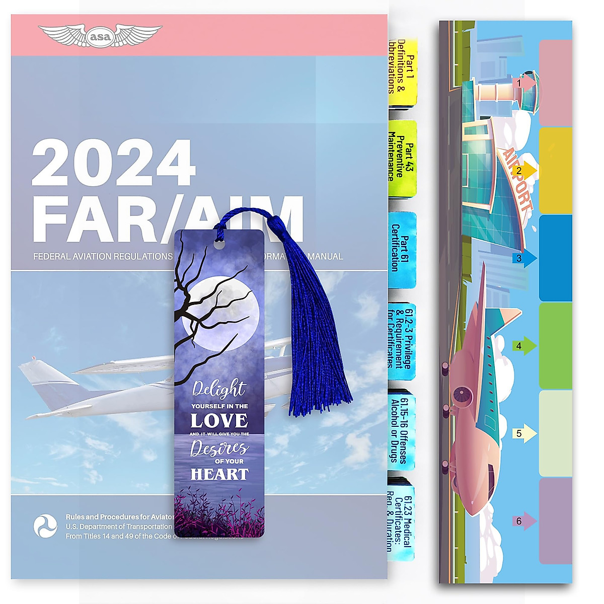FAR/AIM 2023/2022 Tabs for Private Pilot , Tear-Resistant Color-Coded and Laminated Tabs with Bookmark and Placement Template, 87 Tabs in Total with 9 Blank Index Tabs (Color-Coded)