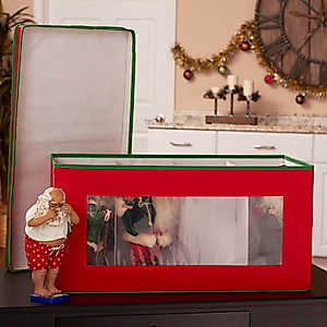 Household Essentials 554RED Holiday Vision Storage Box Chest, 8-Piece Figurine, Red & Green