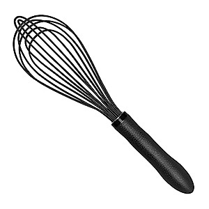 TEEVEA Silicone Whisk,Kitchen Silicone Whisks for Cooking Non Scratch,Wisking Tool Metal Wire Stainless Steel Whisk Egg Bread Silicone Wisk,Small Mini Heat Resistant Whisk 11-Inch,Black