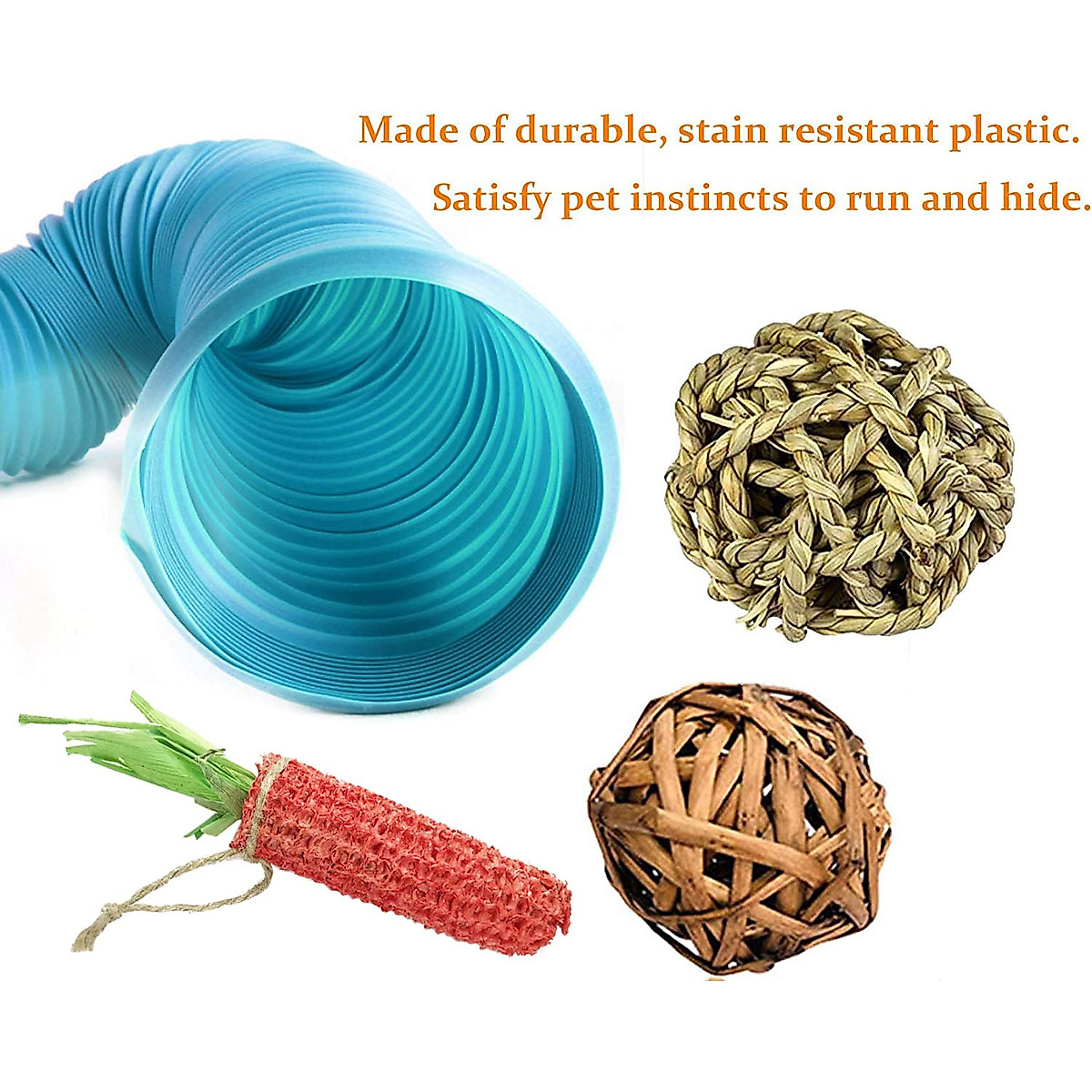 Collapsible Pet Tunnel, 2 PCS Hamster Fun Plastic Tunnels, Foldable Hideaway Exercising Training Tube Toys for Dwarf Hamster, Guinea Pig, Gerbil, Mouse, Rat and Ferrets